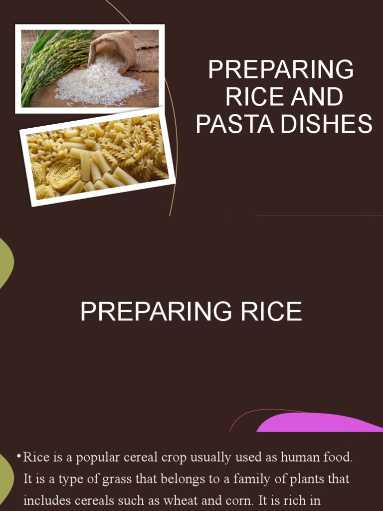 Rice and Pasta Preparation Guide | PDF | Pasta | Rice