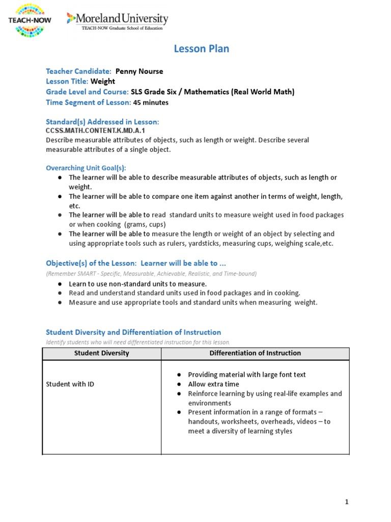 Lesson Plan - Math | PDF | Lesson Plan | Educational Assessment