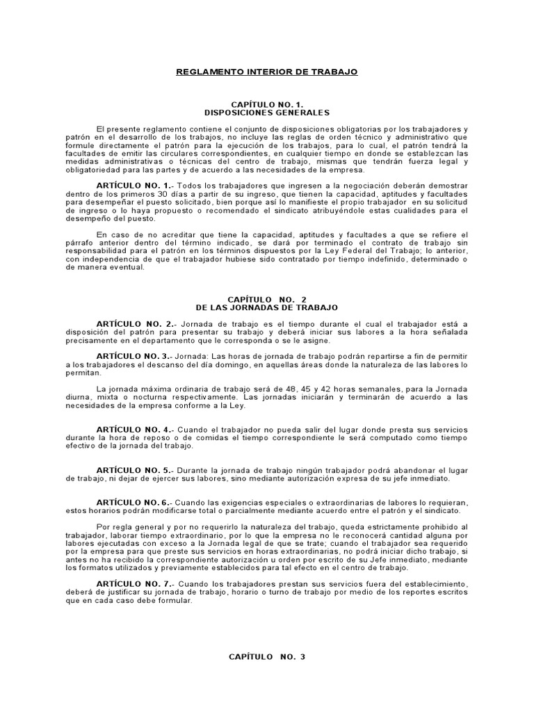 Formato Reglamento Interno de Trabajo | PDF | Salario | Cheque de pago