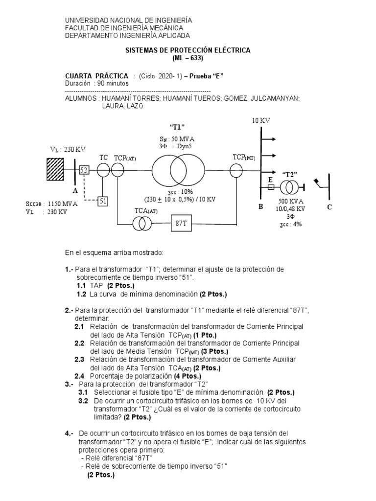 Prueba E | PDF | Transformador | Equipo
