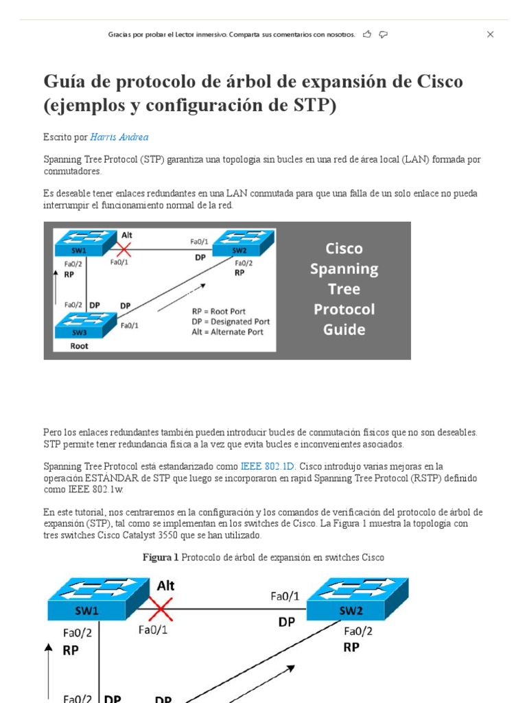 Guía de Protocolo de Árbol de Expansión de Cisco (Ejemplos y ...