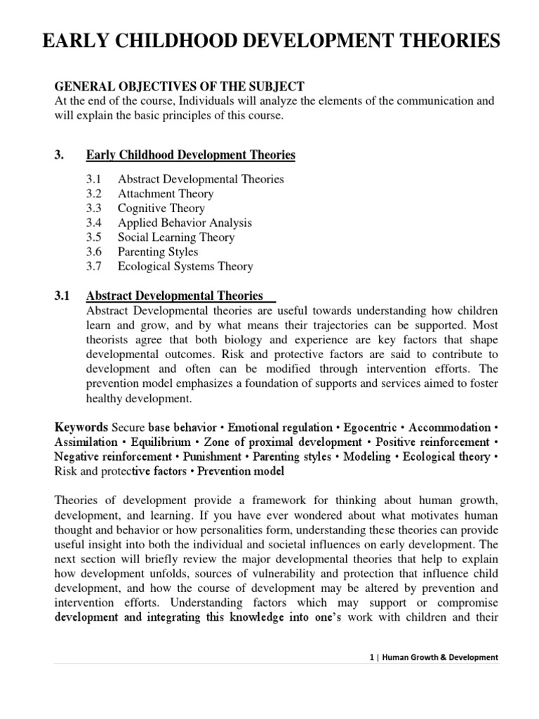 Early Childhood Development Theories | PDF | Attachment Theory ...