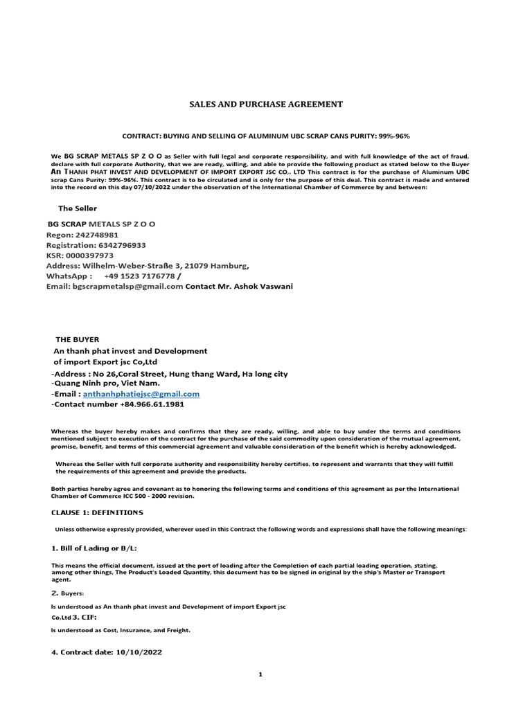 BG Contract An Thanhphat Invest and Developmentof Import Export JSC LTD ...