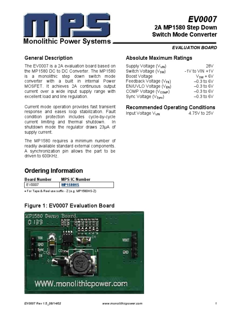 MP1580 | PDF | Electrical Components | Electrical Engineering