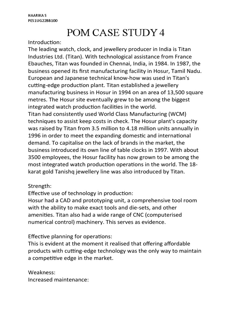 Pom Case Study 4 Haarika S | PDF | Outsourcing | Pricing