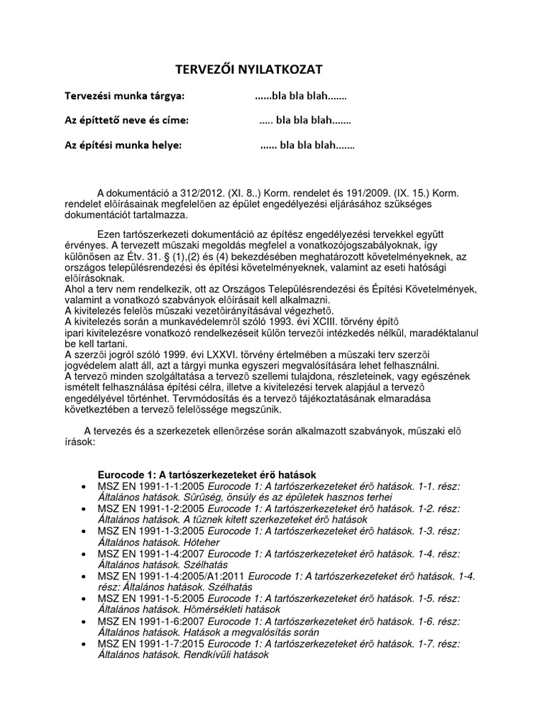 Tervezői Nyilatkozat | PDF