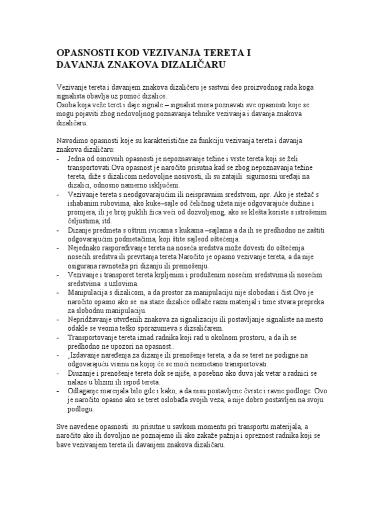 Opasnosti Kodvezivanja Tereta I | PDF
