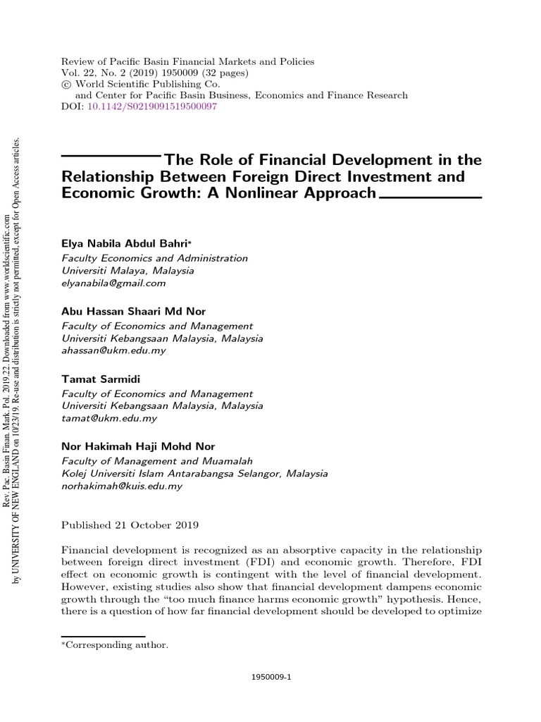 The Role of Financial Development in The | PDF | Economic Growth ...