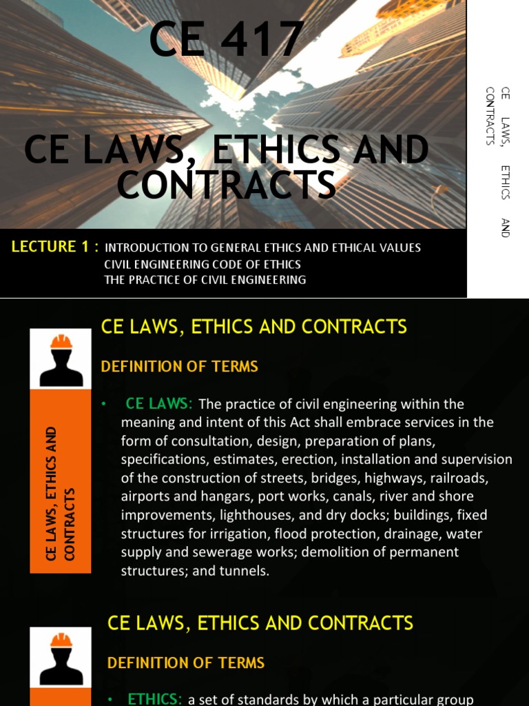 Lecture 1 Ce Laws, Ethics and Contracts | PDF | Profession | Employment