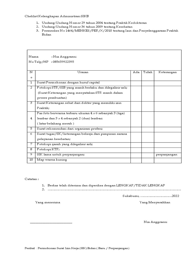 Format Sipb Dari Perijinan Dinkes | PDF