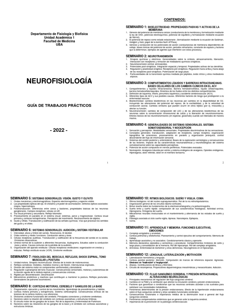 Guia TP Neuro | PDF | Sinapsis | Dolor