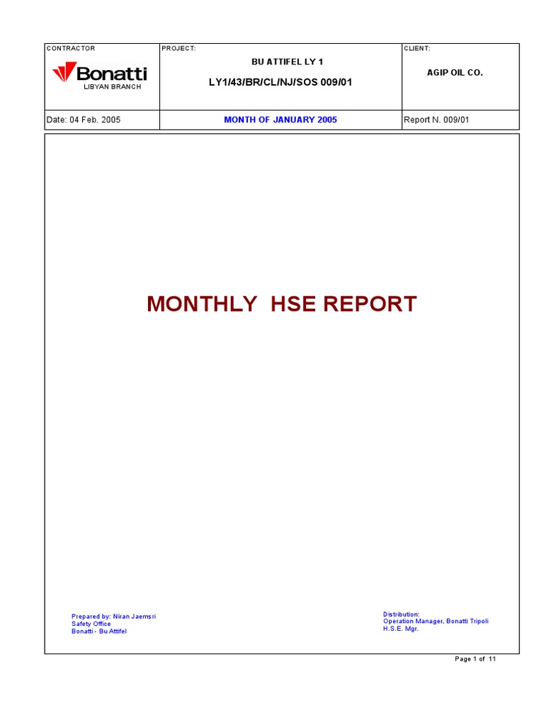 HSE Monthly Report | PDF | Manufactured Goods