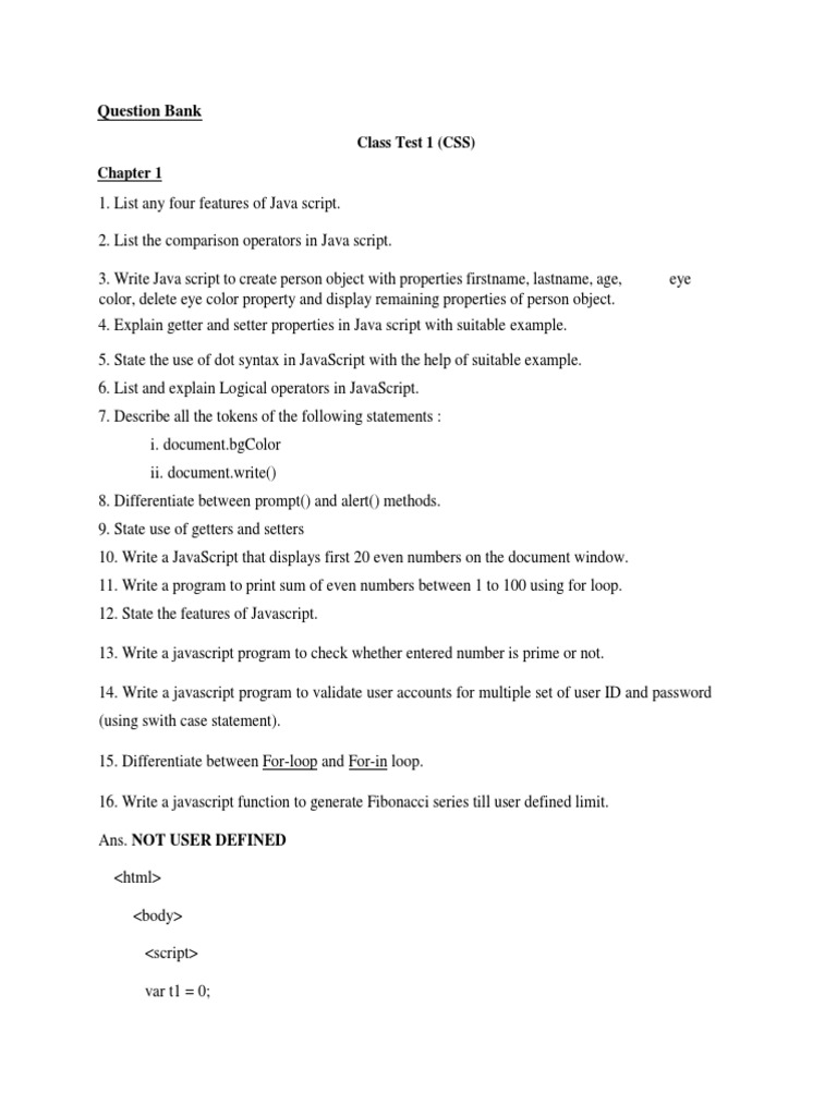 Question Bank CT1 2022 (CSS) | PDF | Java Script | Http Cookie