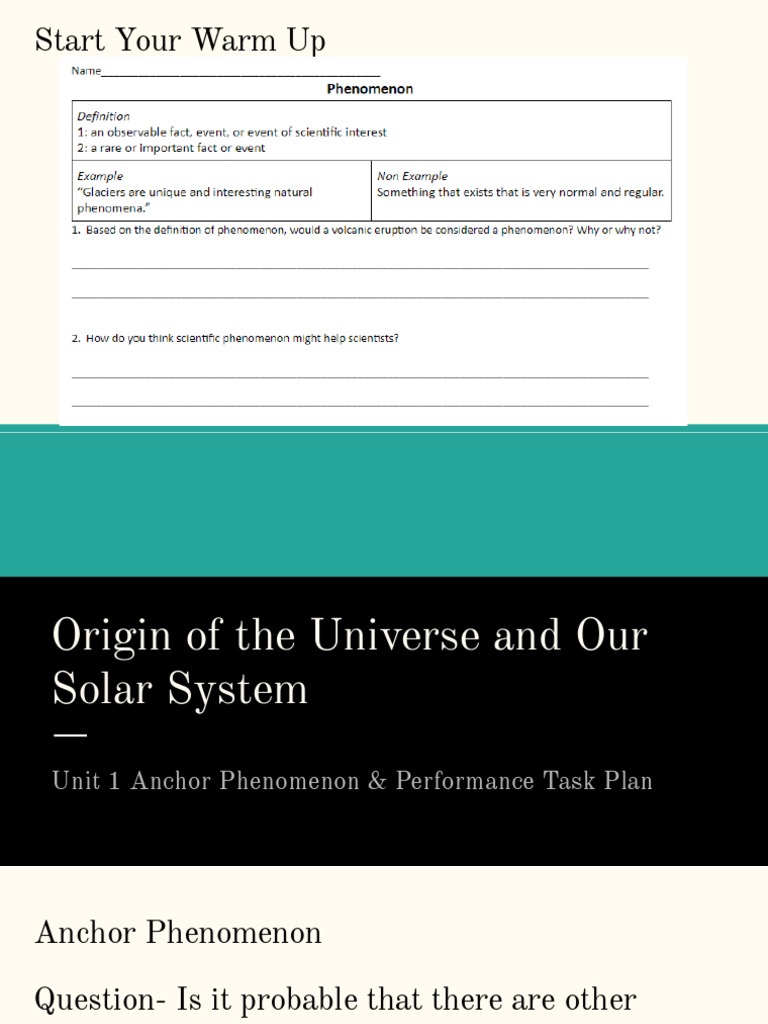 Origins of The Universe and Our Solar System Anchor Phenomenon ...