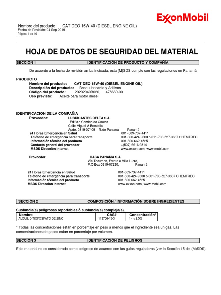 Hds-Lb-Erf07-1436 - Cat Deo 15W-40 (Diesel Engine Oil) | PDF | Agua ...