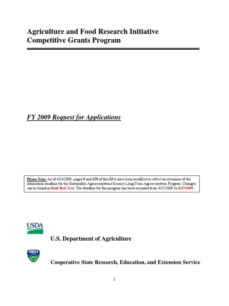 USDA 2009 AFRI Grants Program | PDF | Curriculum | Agriculture