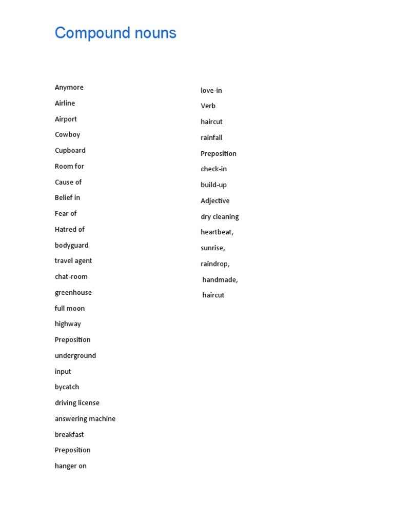 Compound Nouns | PDF