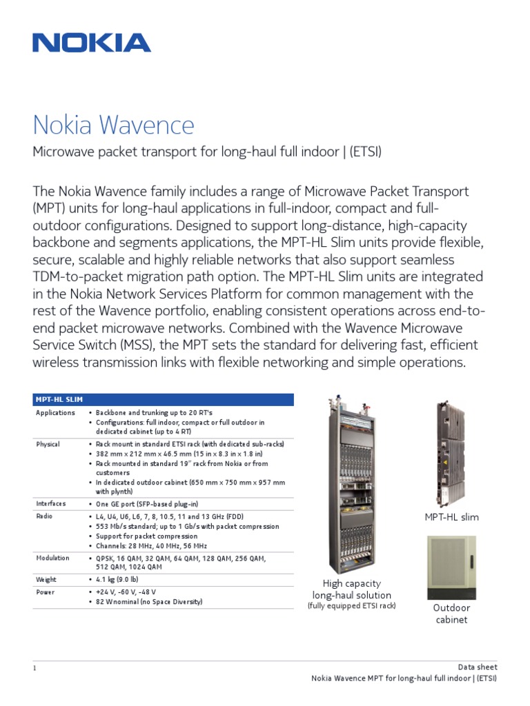 Nokia Wavence MPT Long Haul ETSI Datasheet Data Sheet EN | PDF ...