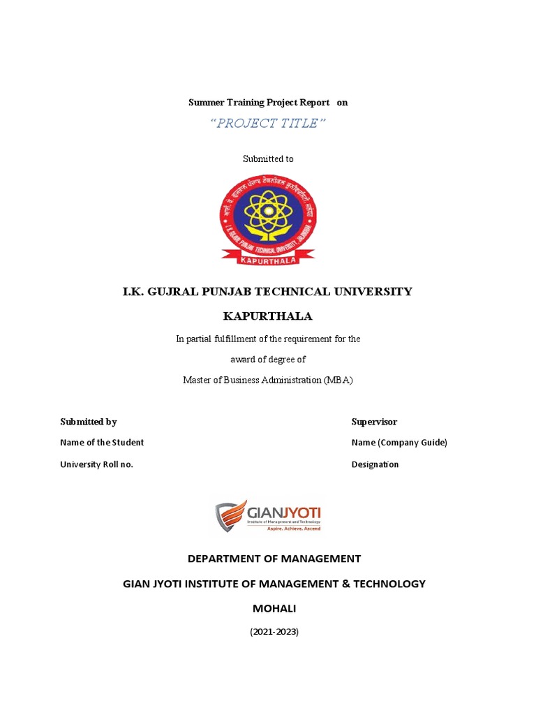 Summer Training Project Guidelines | PDF