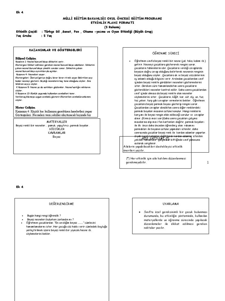 Etkinlik Plani | PDF