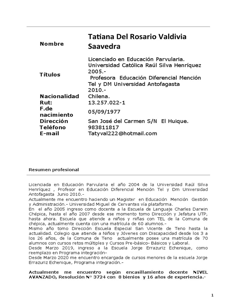 Curriculum Taty Actualizado | PDF