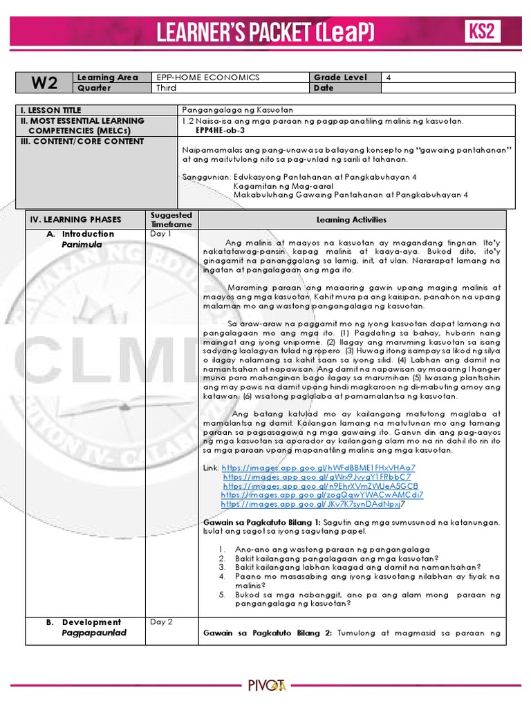 Epp-Home Economics 4 Third | PDF