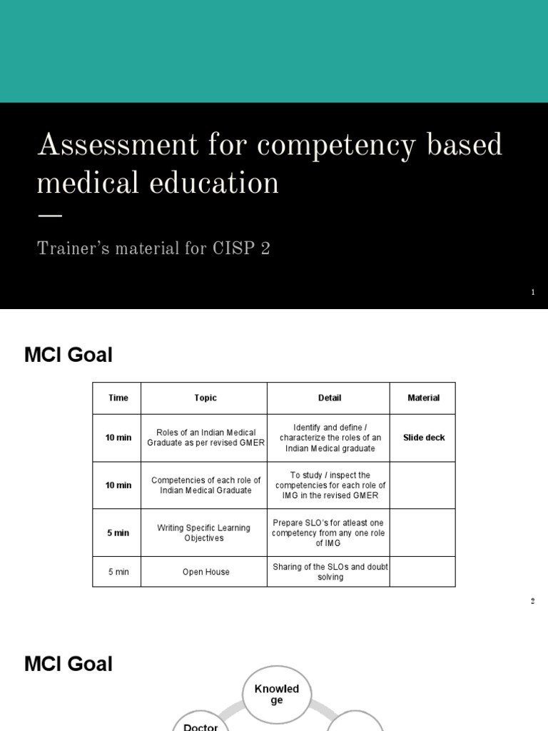 1a. IMG Goals Roles Competencies | PDF