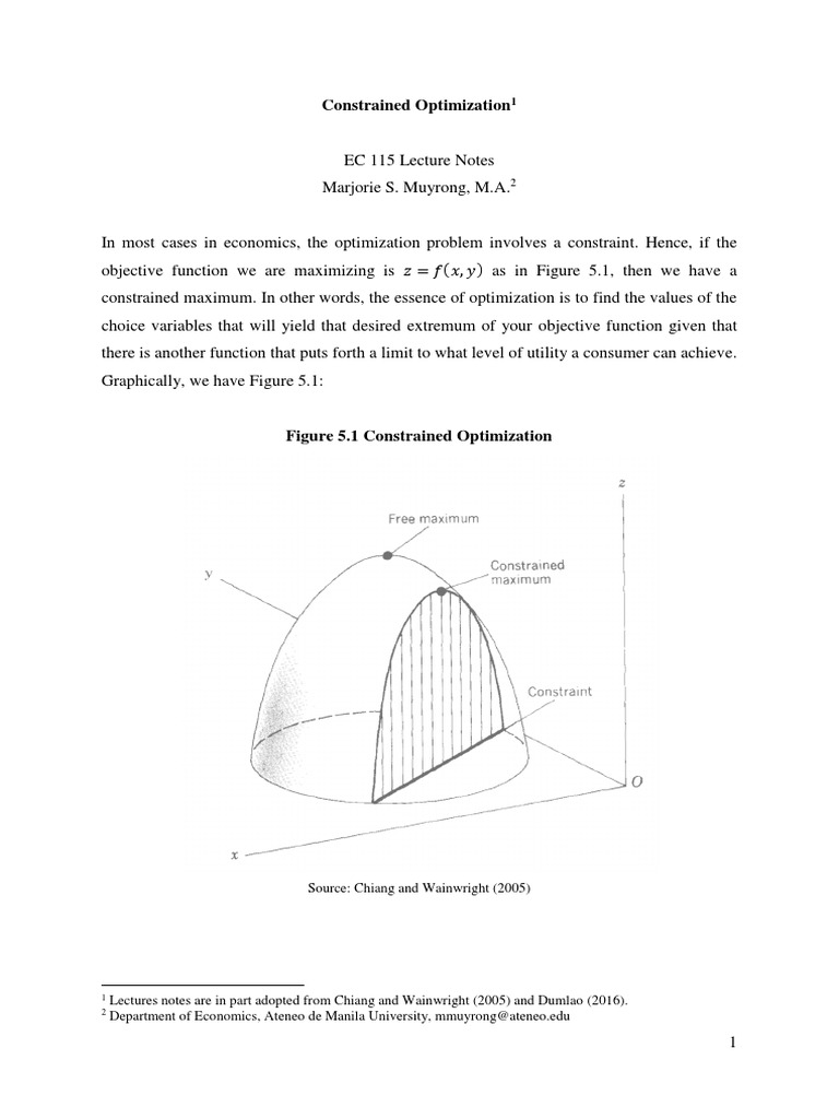 Constrained Optimization | PDF | Utility | Mathematical Optimization Constrained Optimization | PDF | Utility | Mathematical Optimization