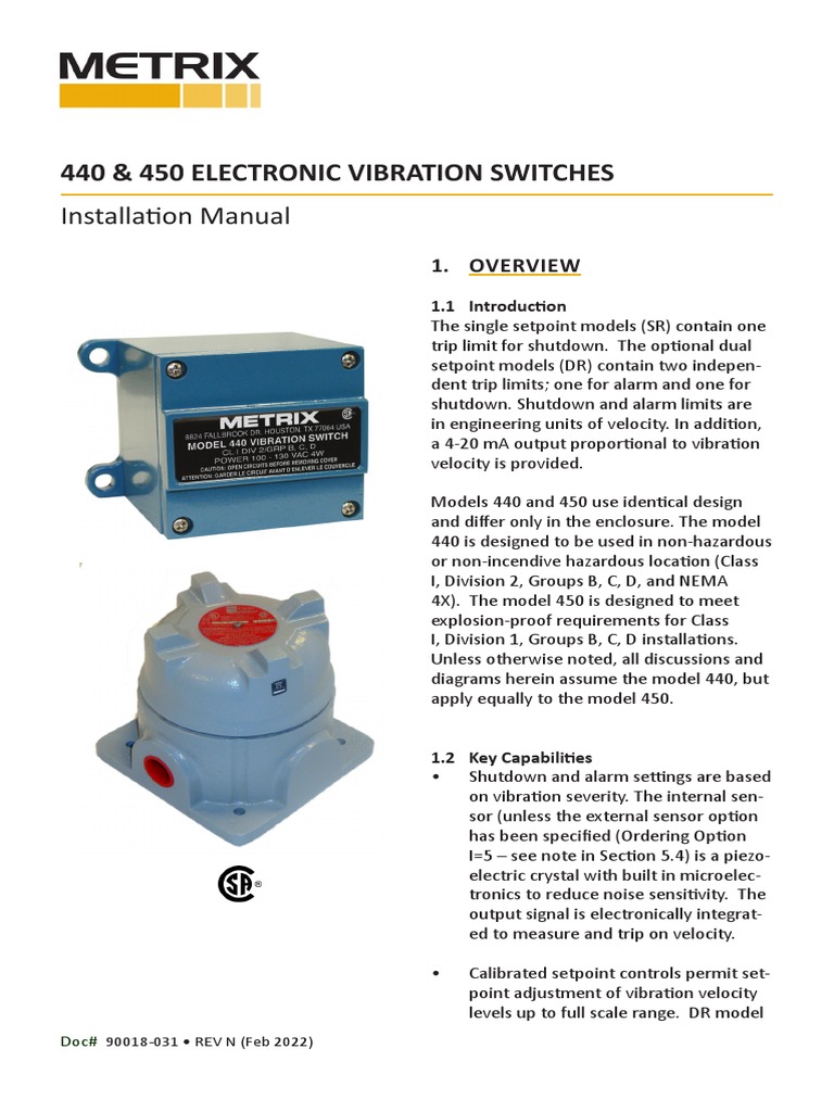 Manual Vibration Switch 440450 Doc 90018 031 N | PDF | Electrical ...
