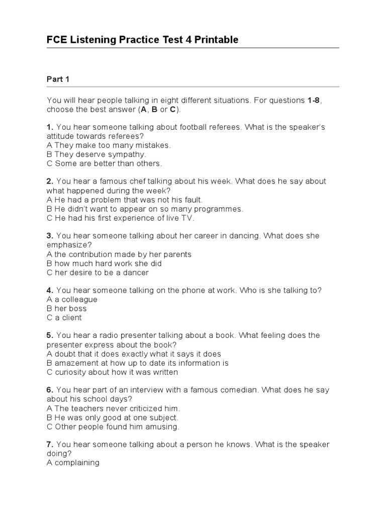 FCE Listening Practice Test 4 | PDF