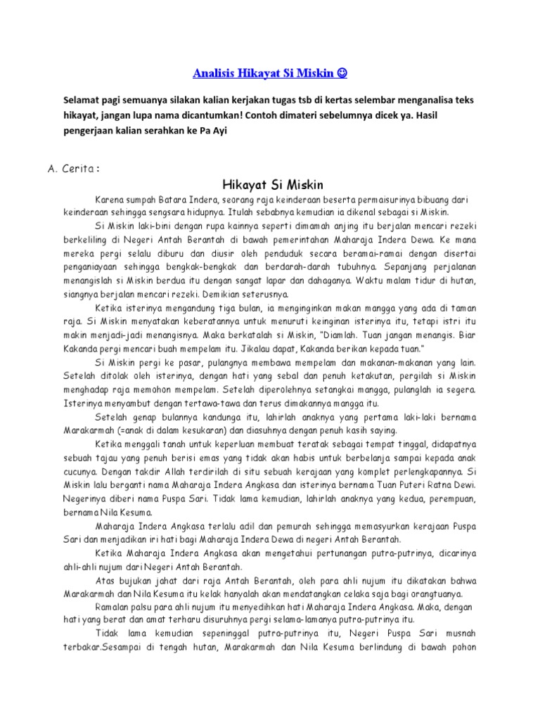 Analisis Hikayat Si Miskin TUGAS | PDF