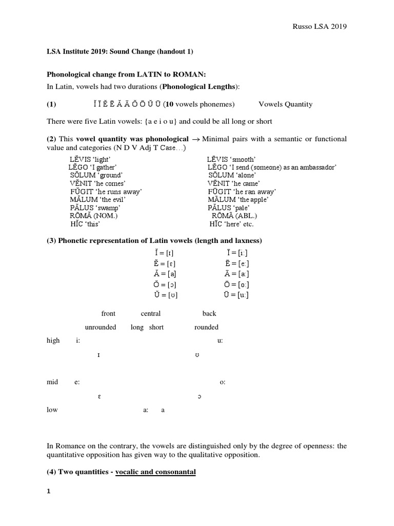 X Michela Russo Phonological Change in Latin | PDF | Syllable | Vowel