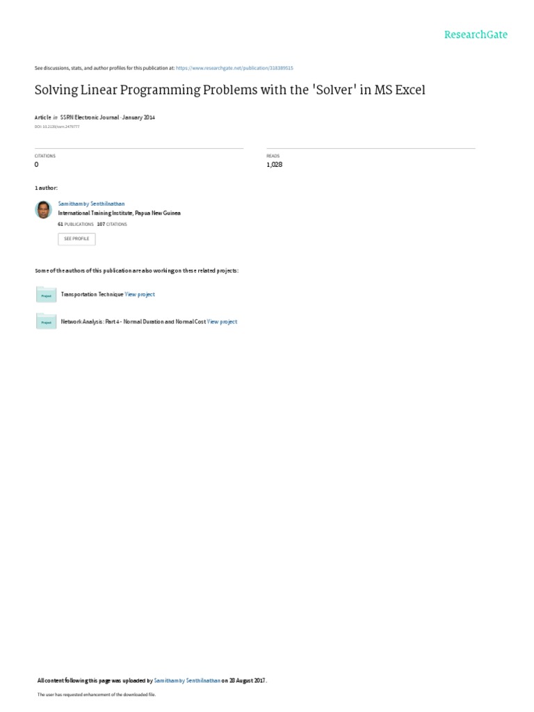 Solving Linear Programming Problems Step-by-Step with Excel's Solver ...