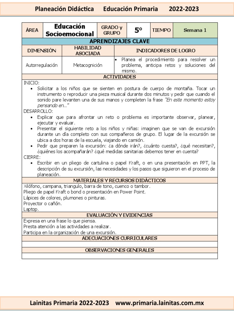 Fichas de Educación Socioemocional 5° | PDF | Las emociones | Educación ...