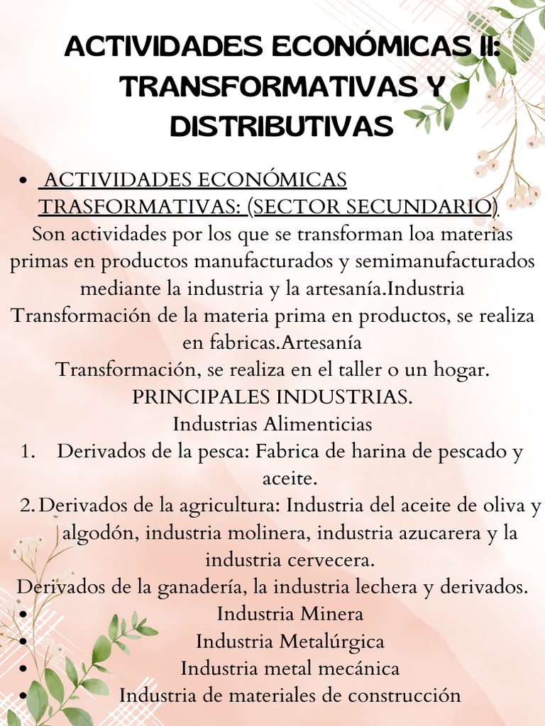 Actividades Económicas Ii Transformativas y Distributivas | PDF