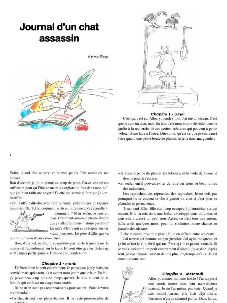 Journal d'un chat assassin : Chapitres 1-4 | PDF | Chats