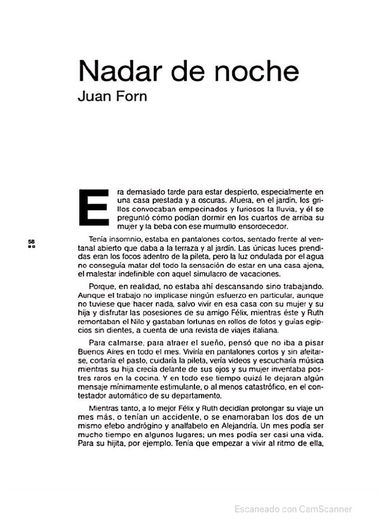 Nadar de Noche, Por Juan Forn | PDF