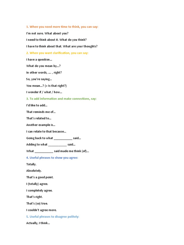 Useful Phrases For A Dialogue | PDF