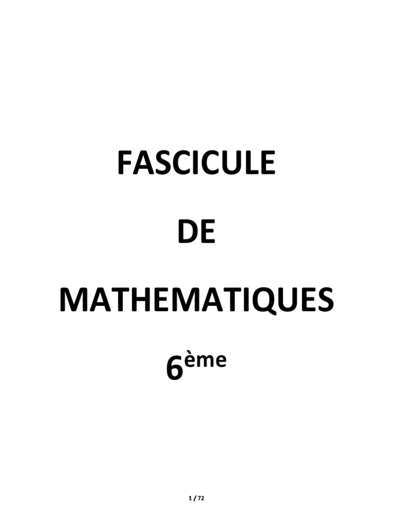 Fascicule de Mathematiques 6eme Senegal | PDF | Entier relatif | Coordonnées cartésiennes