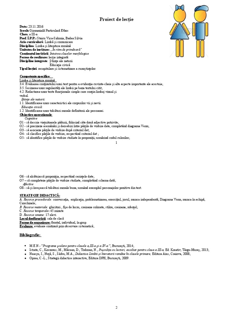 Proiect Didactic LLR Clasa 3 Sidonia | PDF