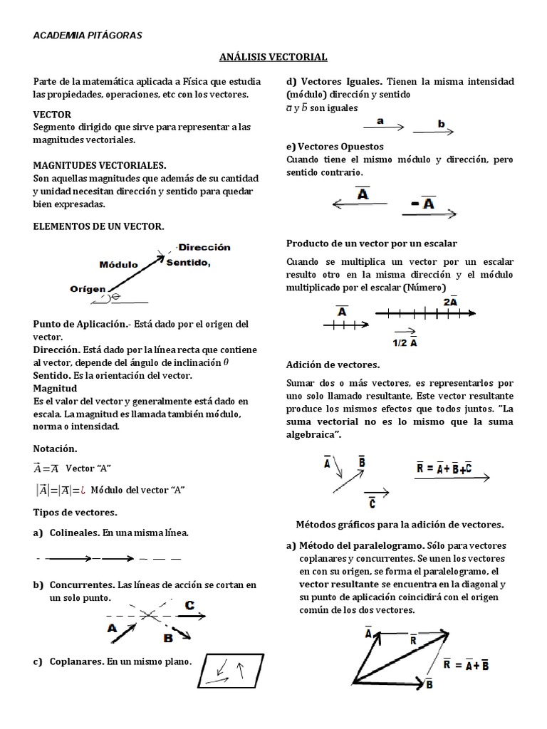 2.-Nálisis Vectorial 2020 | PDF | Vector Euclidiano | Escalar (Matemáticas)