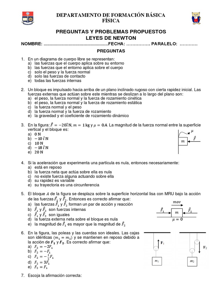 Tarea 07 - Leyes de Newton | PDF | Fuerza | Fricción