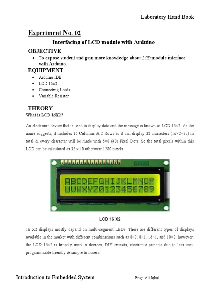 Experiment No.7 Embedded System | PDF | Liquid Crystal Display ...