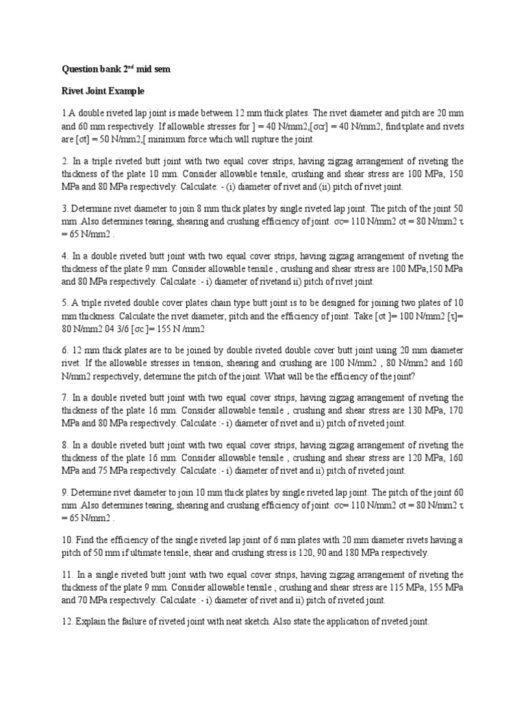 Dme Question Bank 2 | PDF | Screw | Stress (Mechanics)