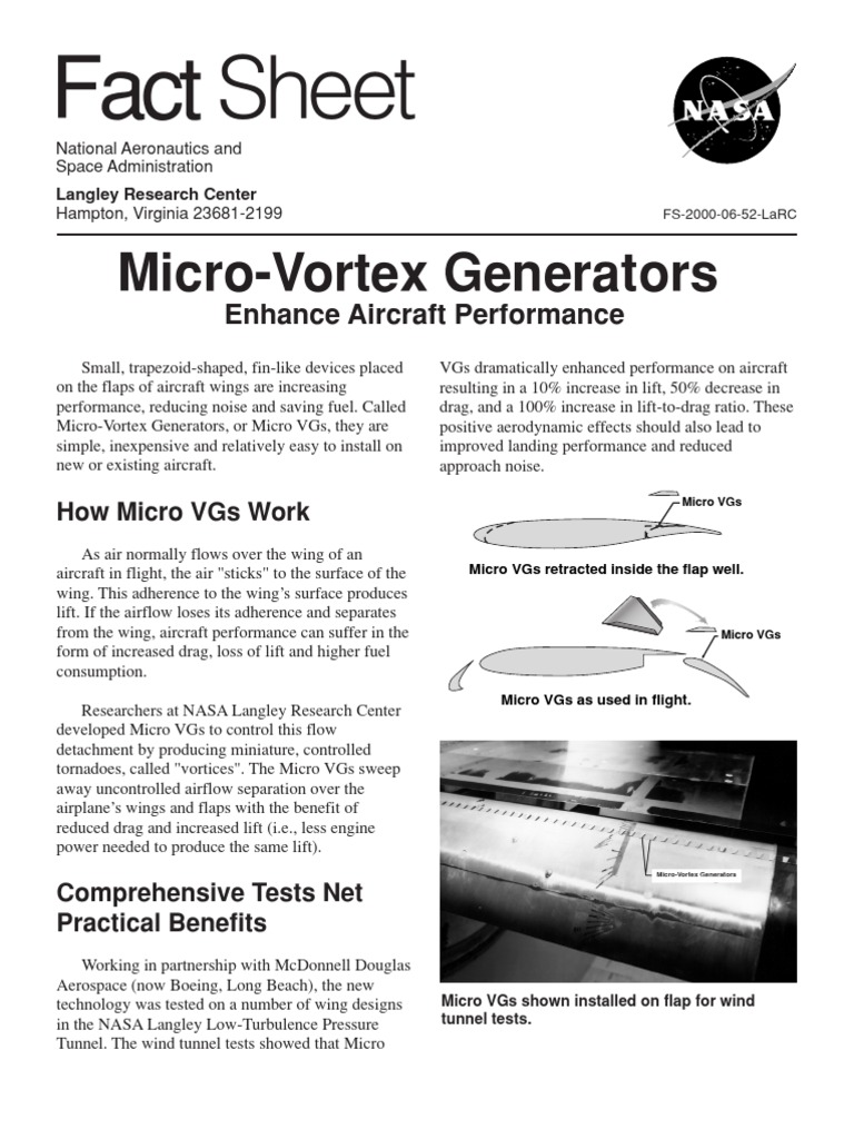 Micro-Vortex Generators Enhance Aircraft Performance | PDF | Business ...