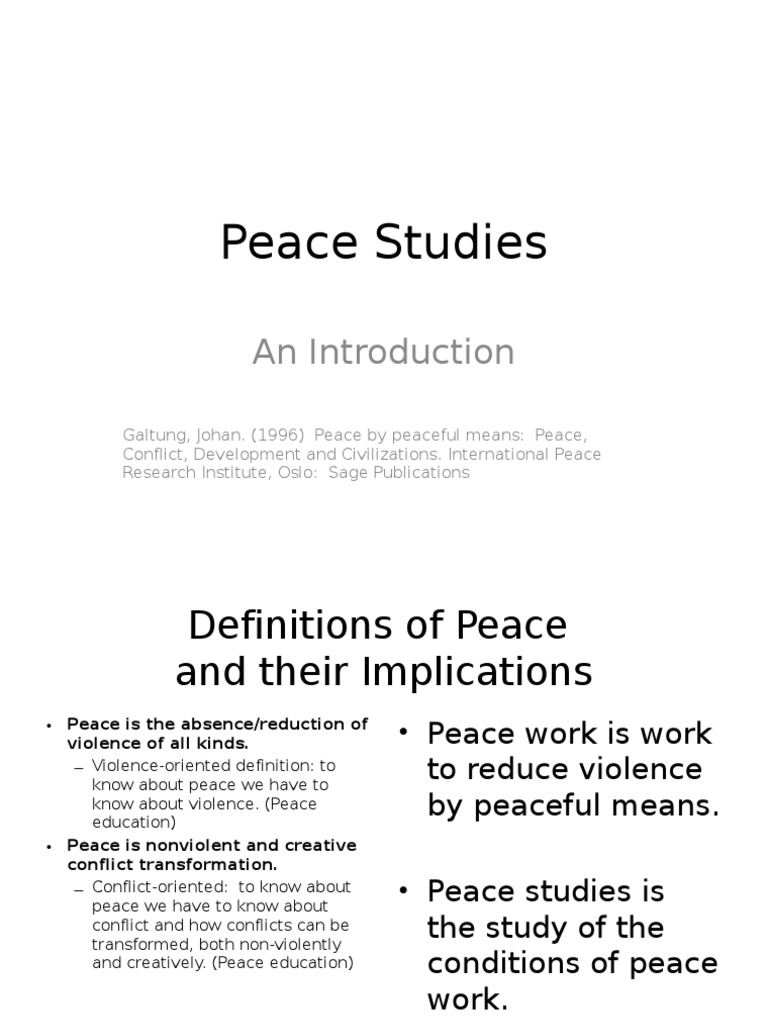 Intro To Peace Studies | PDF | Peace | Violence