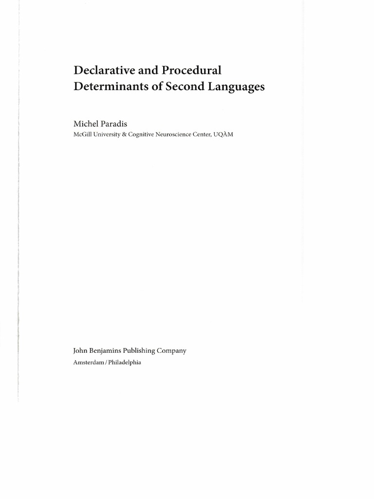 Declarative and Procedural Determinants of Second Language | PDF ...