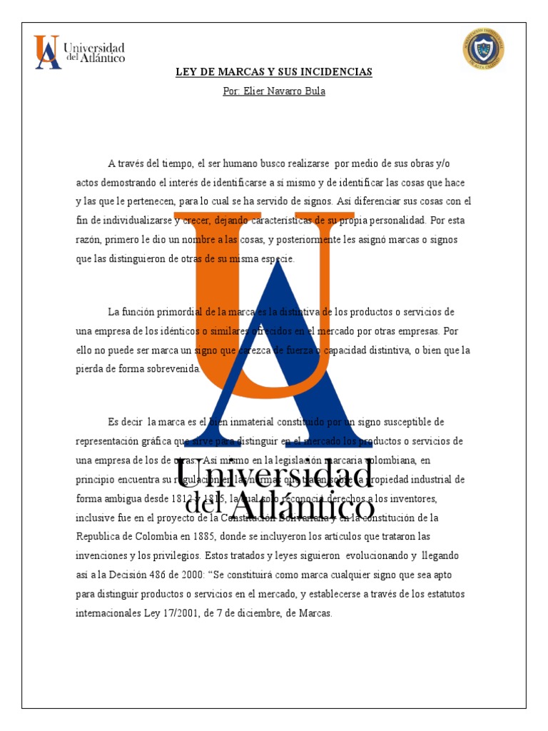 Ensayo Ley de Marcas | PDF | Marca comercial | Marca