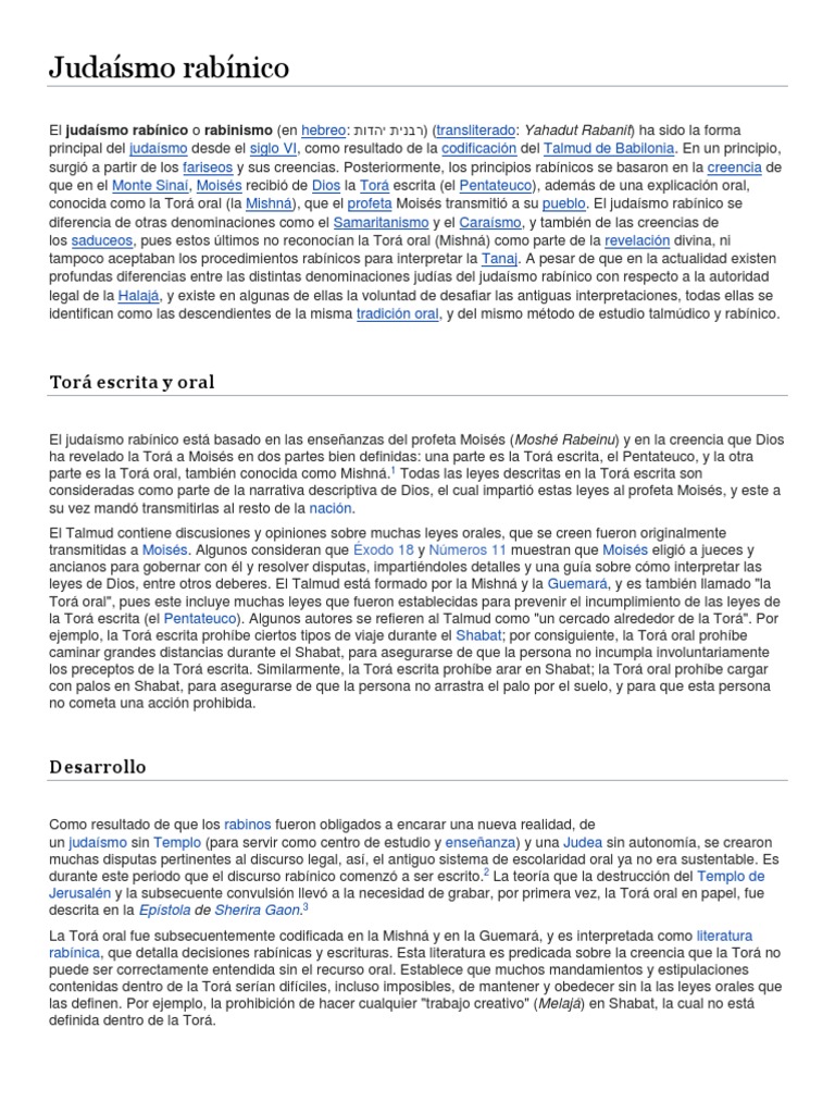 Judaísmo Rabínico | PDF | Ley judía y rituales | Judios