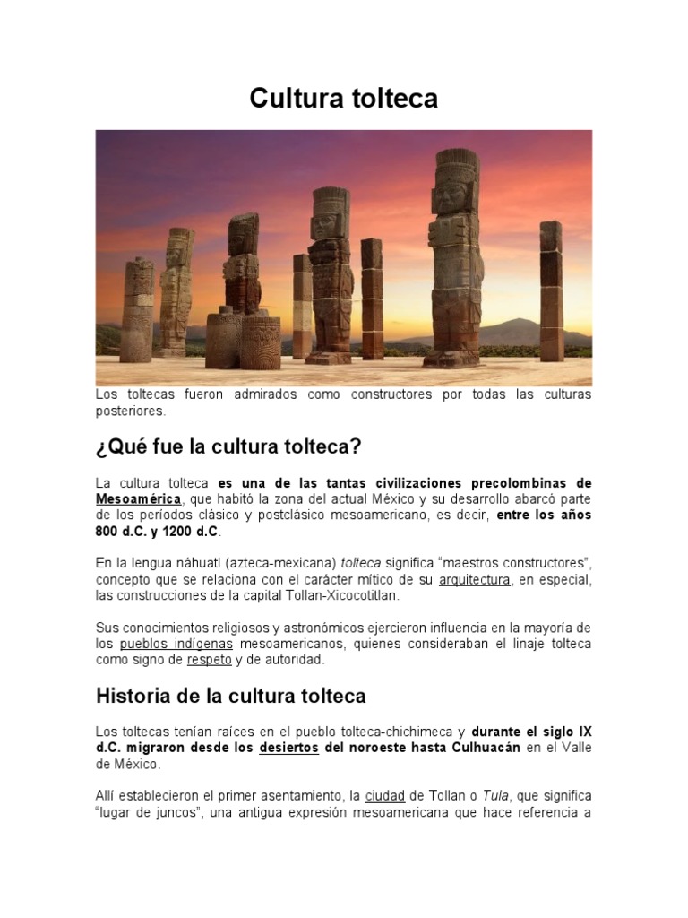 Cultura Tolteca | PDF | Mesoamérica | Cultura de las Americas